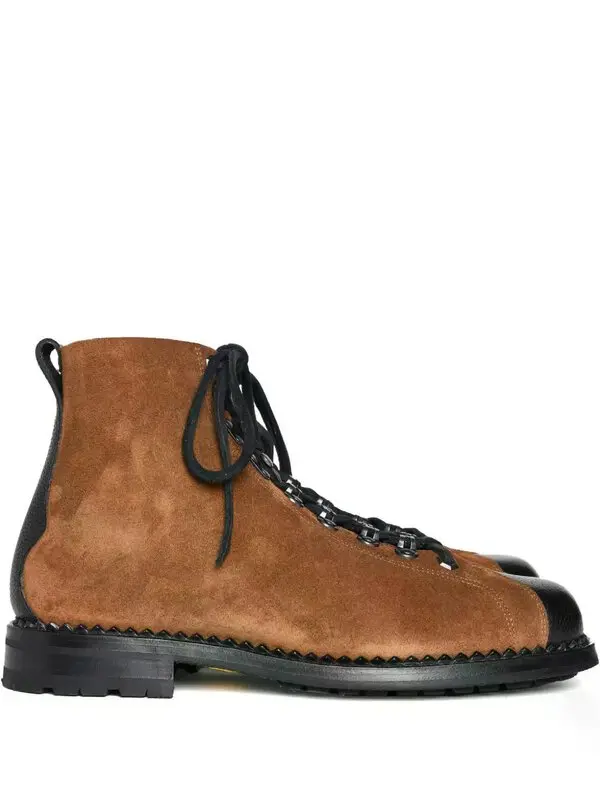 YUKETEN Suede Lace-up Boots With Cap Toe