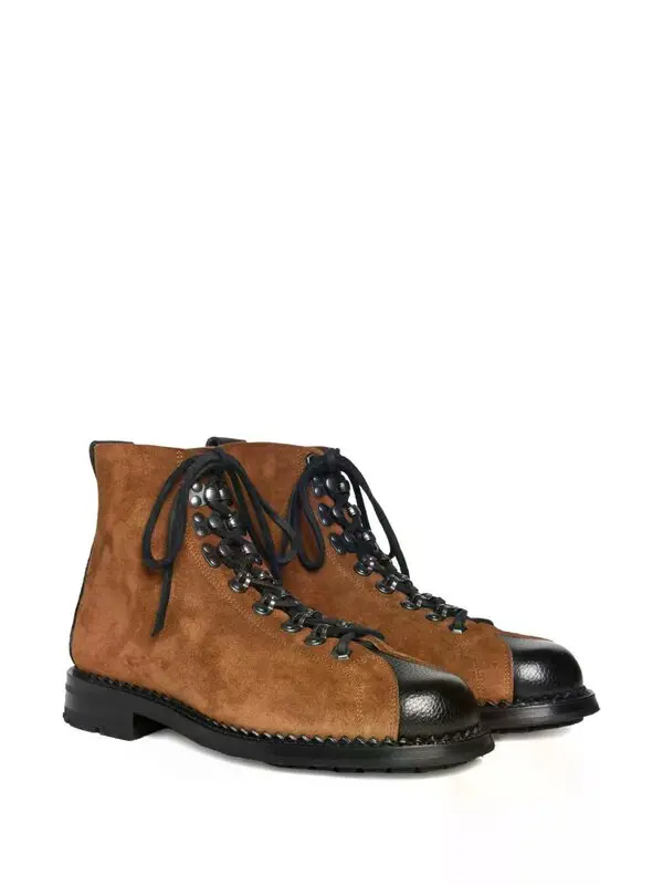 YUKETEN Suede Lace-up Boots With Cap Toe