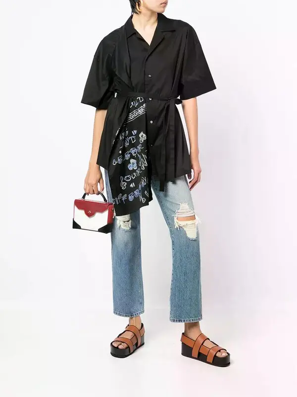 PORTS V Graphic-print Belted Shirt
