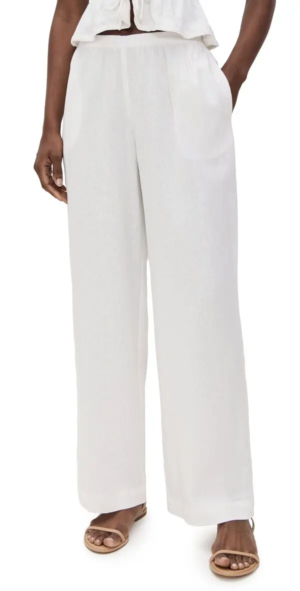 WAYF Clara Wide Leg Linen-blend Pants