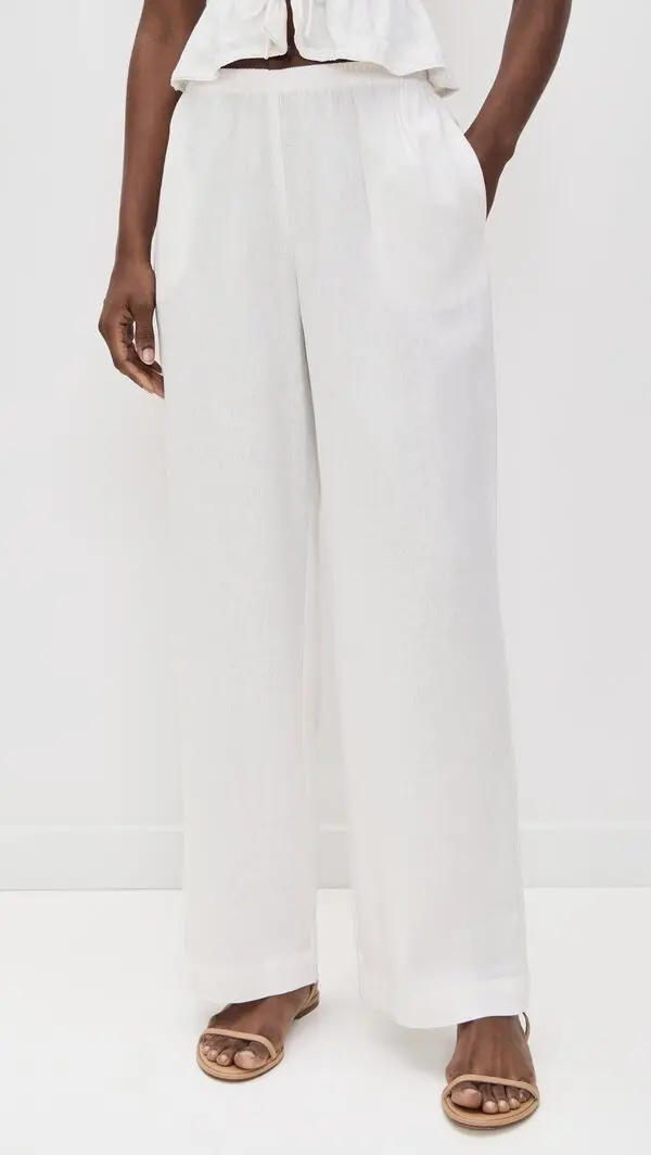 WAYF Clara Wide Leg Linen-blend Pants