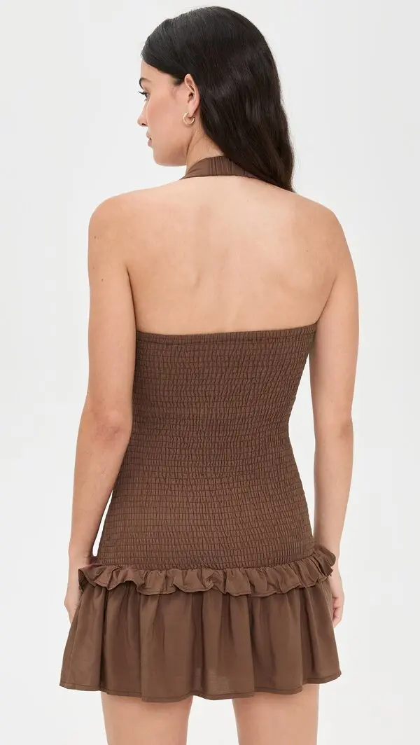 Seven Wonders Shirred Halter Mini Dress - Chocolate - 81% Off | Editorialist