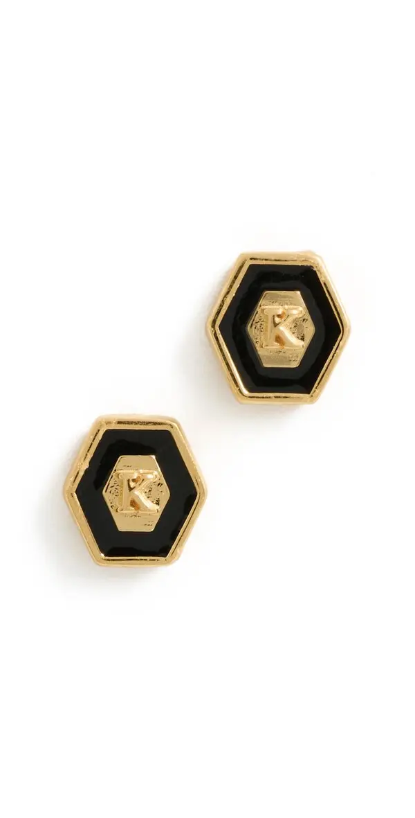 GWEN BELOTI Initial Hex Stud Earrings - K