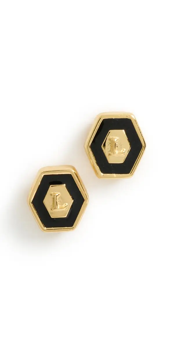 GWEN BELOTI Initial Hex Stud Earrings - L