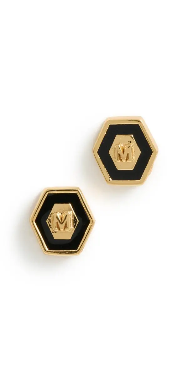 GWEN BELOTI Initial Hex Stud Earrings - M