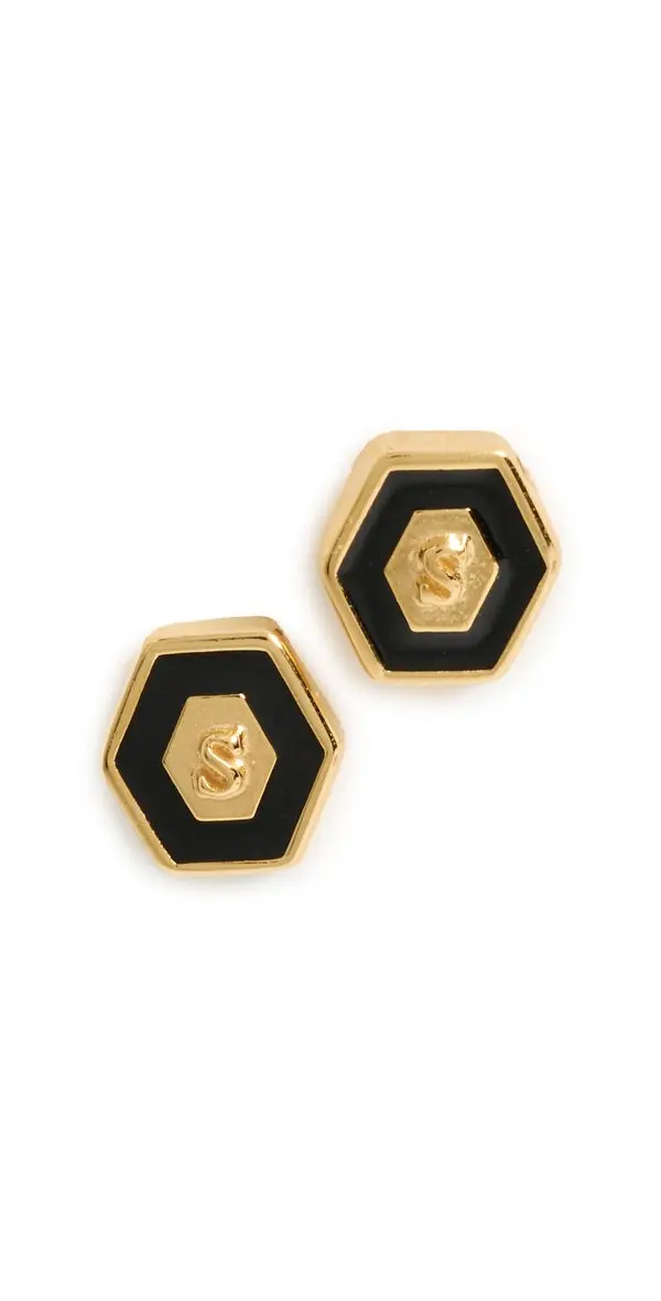 GWEN BELOTI Initial Hex Stud Earrings - S