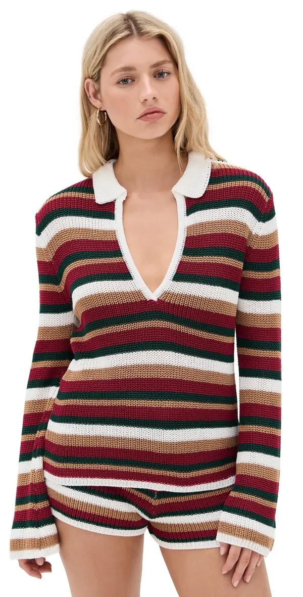 SEVEN WONDERS Benson Knit Top - Red Multi Stripe