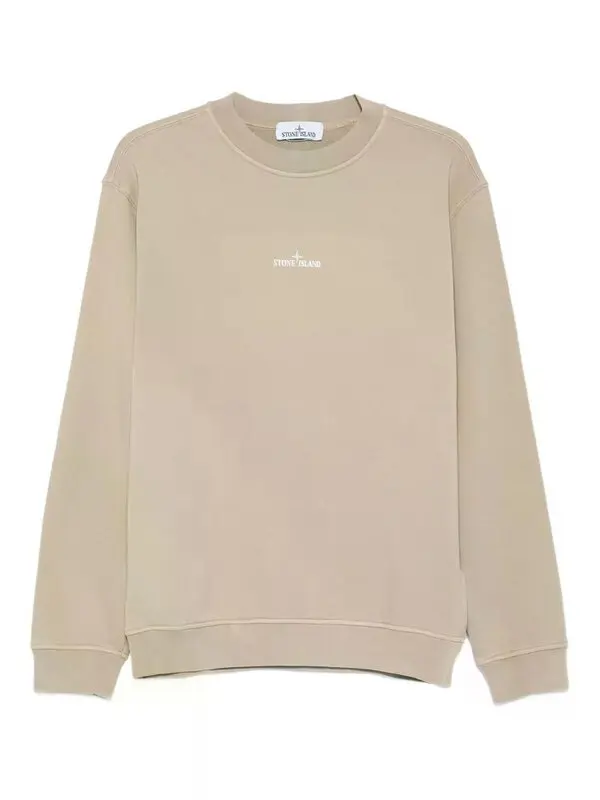 Stone Island Logo-print Cotton Sweatshirt - Neutrals