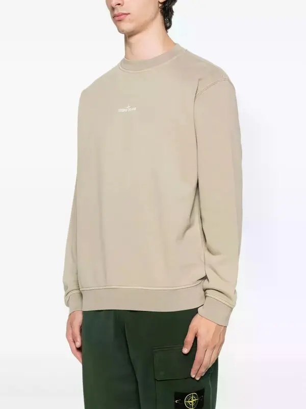 Stone Island Logo-print Cotton Sweatshirt - Neutrals