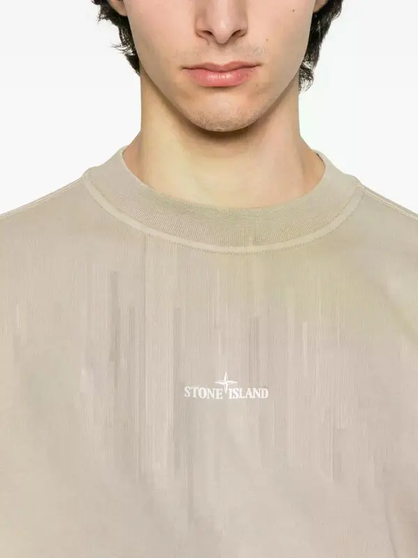 Stone Island Logo-print Cotton Sweatshirt - Neutrals