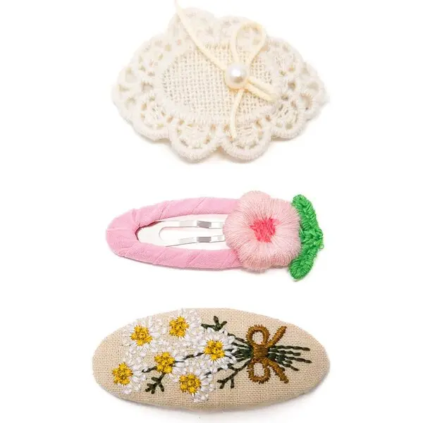 PUTTISU 3-piece Hair Clip Set - Blossom Picnic - Pink