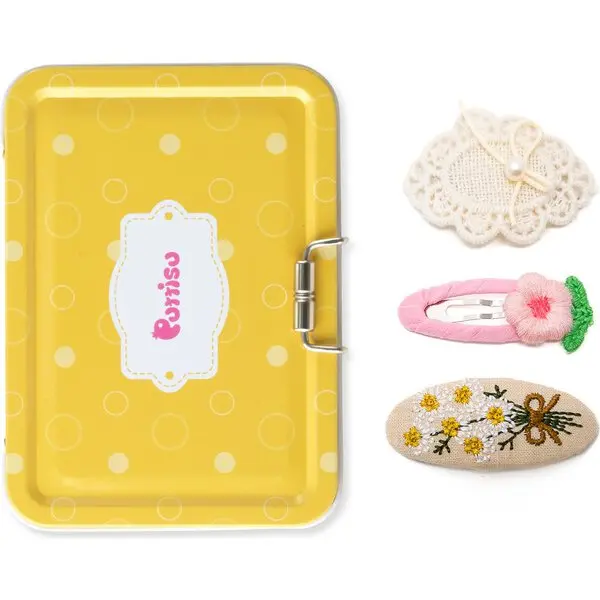 PUTTISU 3-piece Hair Clip Set - Blossom Picnic - Pink