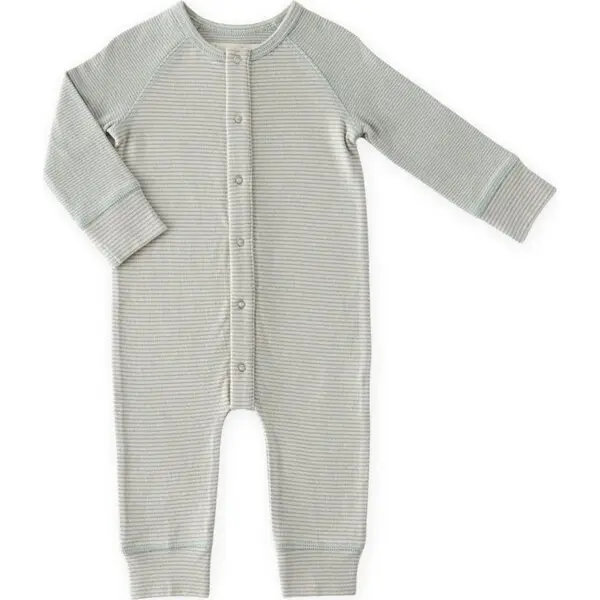 PEHR Striped Organic Cotton Raglan Sleeve Romper - Sea