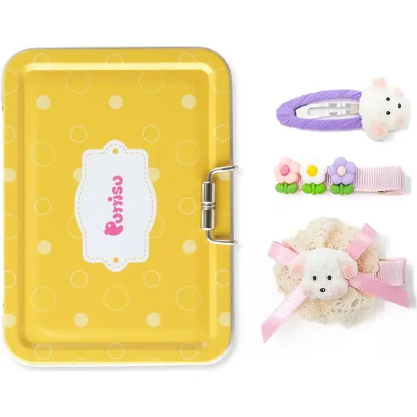 PUTTISU 3-piece Hair Clip Set - Lilac Puppy Garden - Lavender