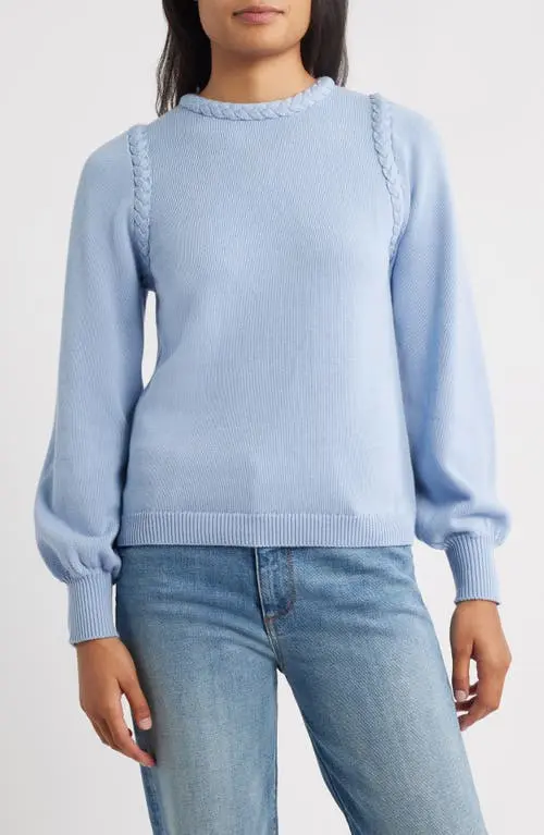 HATLEY Braided Cotton Crewneck Sweater - Denim Blue