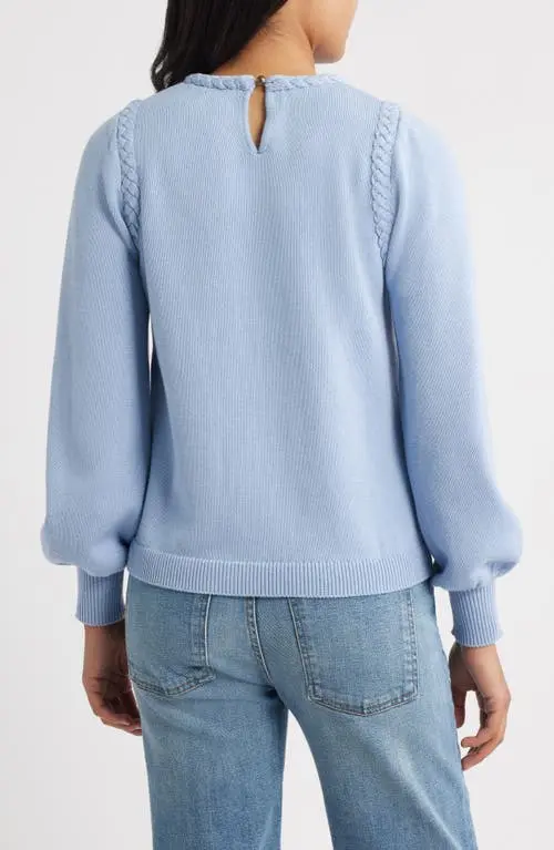 HATLEY Braided Cotton Crewneck Sweater - Denim Blue