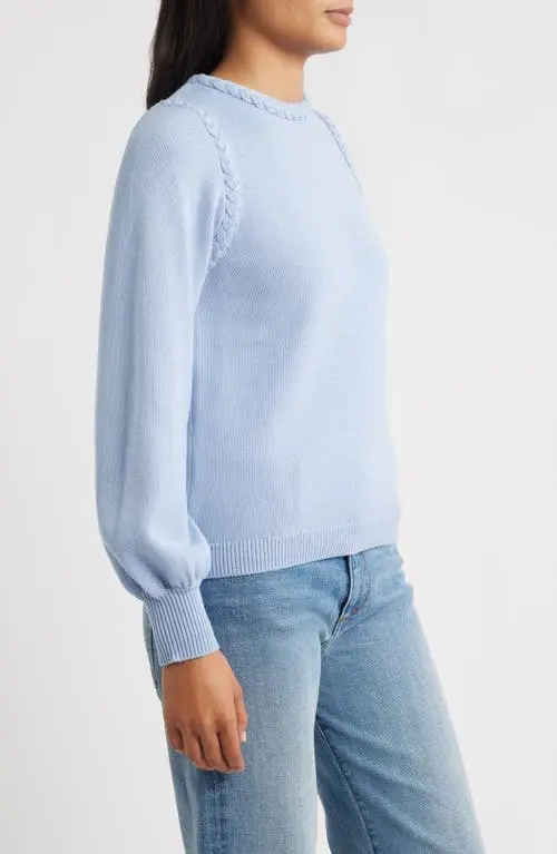 HATLEY Braided Cotton Crewneck Sweater - Denim Blue
