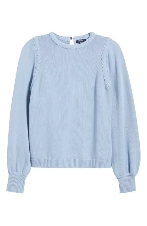 HATLEY Braided Cotton Crewneck Sweater - Denim Blue