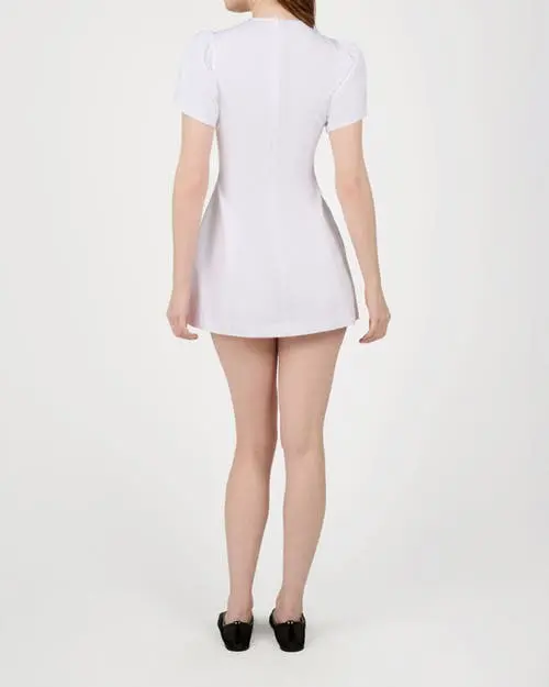 WeWoreWhat Puff Sleeve Peplum Mini Dress - White