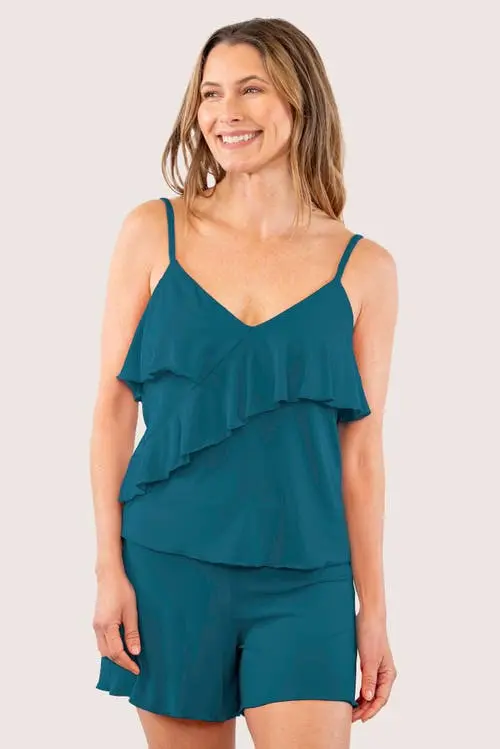JJWINKS Frill Seeker Lounge & Sleep Top - Deep Teal