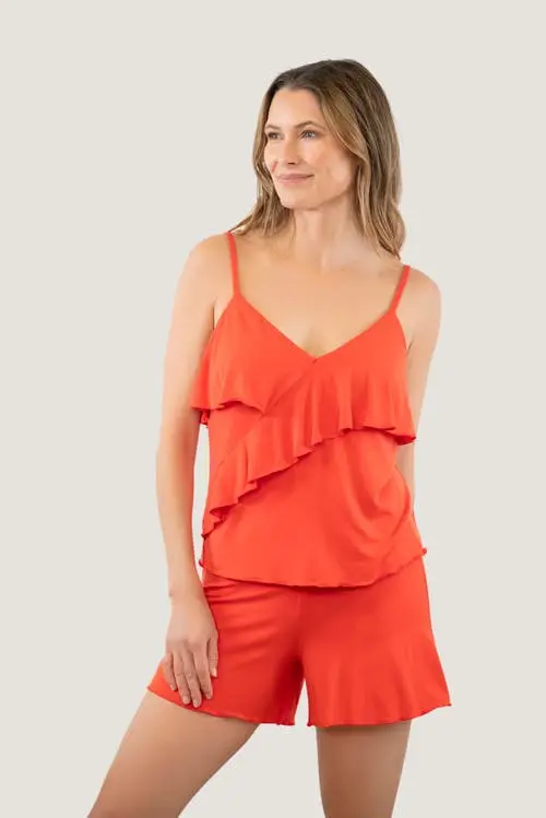 JJWINKS Frill Seeker Lounge & Sleep Top - Poppy