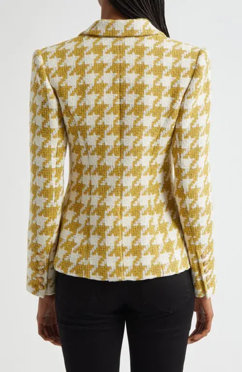L'Agence Marie Houndstooth Tweed Double Breasted Blazer
