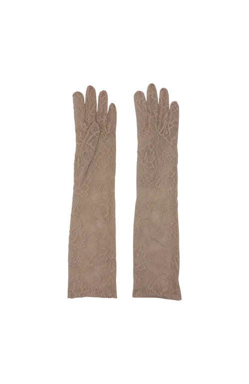 AGNELLE Mid-length Lace Gloves - Nude