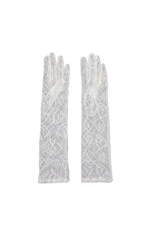 AGNELLE Mid-length Lace Gloves - White