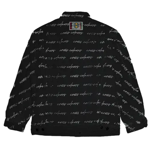 CROSS COLOURS Signature Print Oversized Denim Jacket
