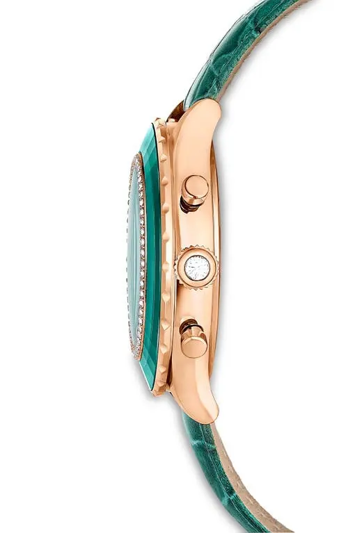 SWAROVSKI Octea Chronograph Leather Strap Watch - Green