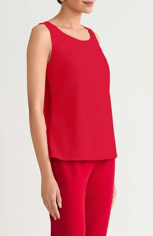 Ming Wang Deco Scoop Neck Stretch Crepe Tank - Holiday