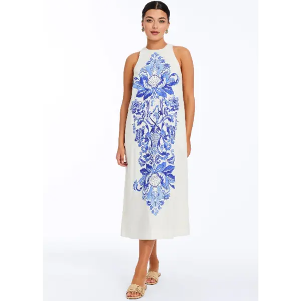 Mestiza New York Farfalle Printed Midi Dress - Blue