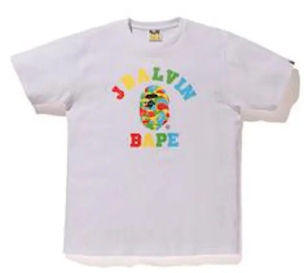 A BATHING APE X J Balvin Camo College Logo Tee Shirt - White