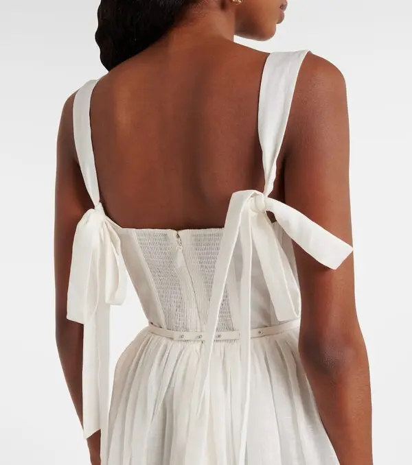 Zimmermann Dawning Linen And Silk Midi Dress