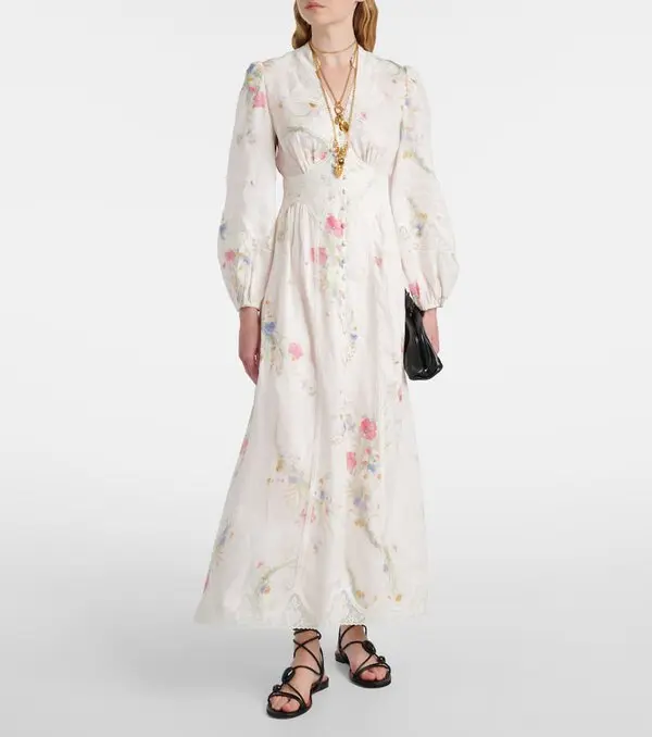 Buy Zimmermann Lucky Floral Linen Lace Maxi Dress - White At 30% Off |  Editorialist