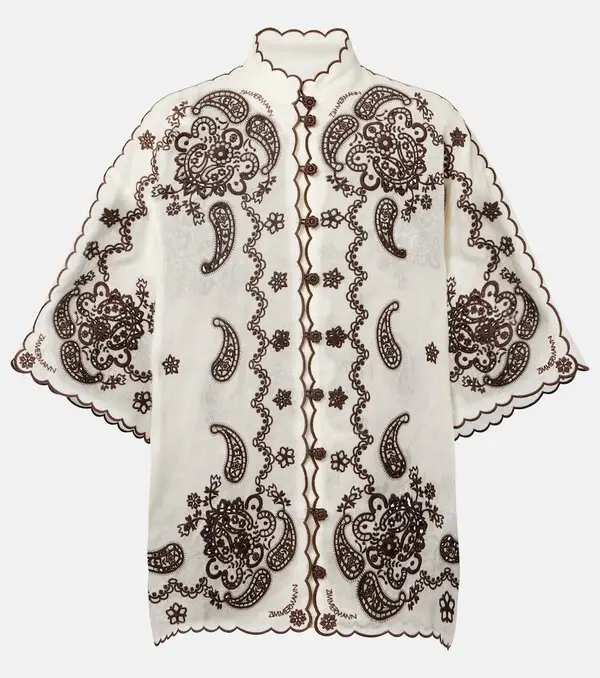 Zimmermann Ascension Embroidered Linen Shirt - White
