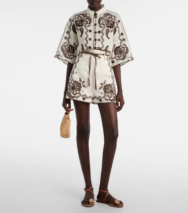Zimmermann Ascension Embroidered Linen Shirt - White