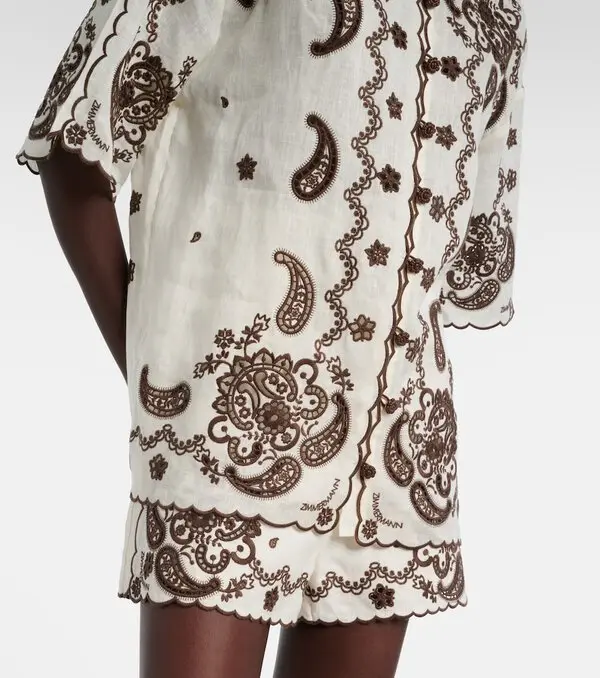 Zimmermann Ascension Embroidered Linen Shirt - White