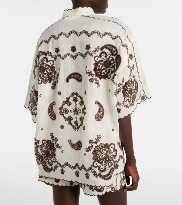 Zimmermann Ascension Embroidered Linen Shirt - White