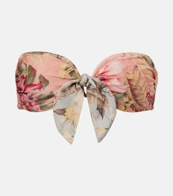 Zimmermann Coco Bow-detail Floral Bikini Top - Multicoloured