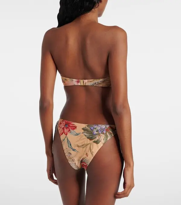 Zimmermann Coco Bow-detail Floral Bikini Top - Multicoloured