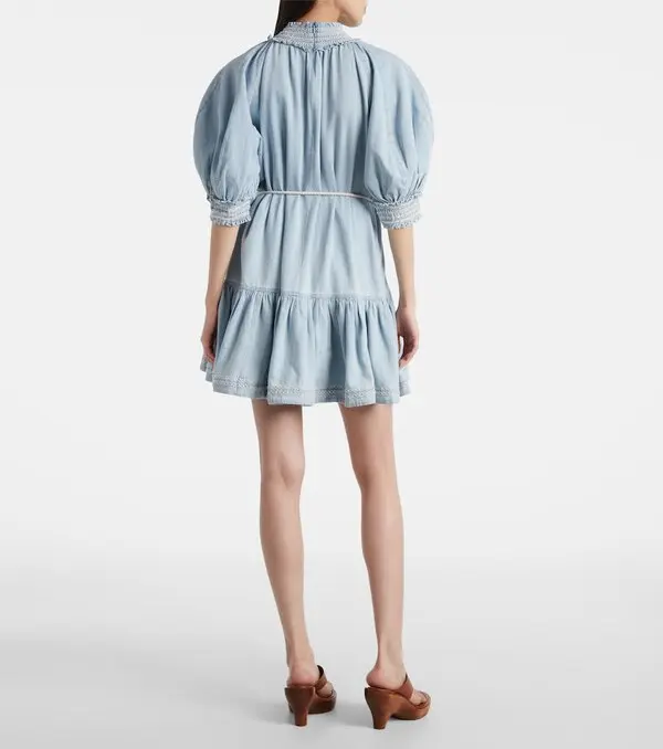 Zimmermann Ascension Ruffled Denim Minidress
