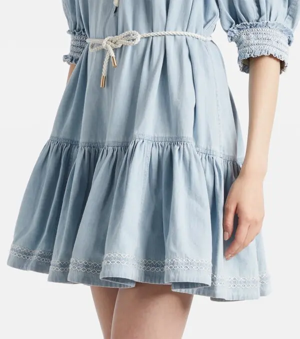 Zimmermann Ascension Ruffled Denim Minidress