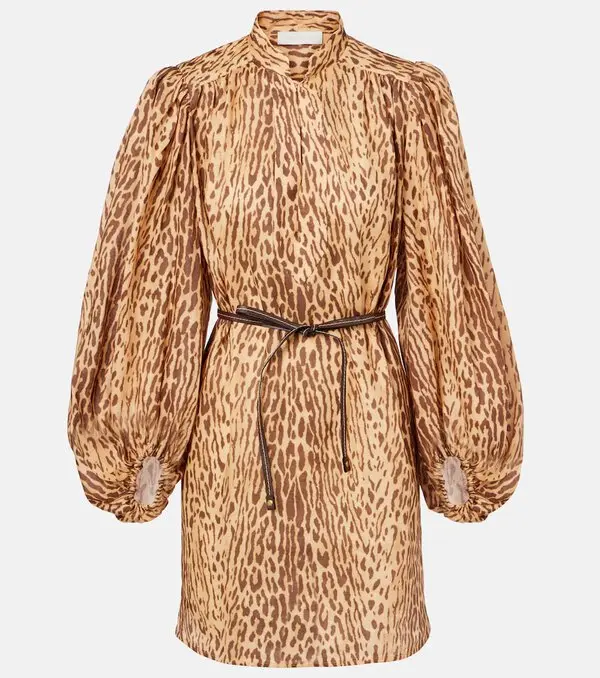 Zimmermann Cascadian Leopard-print Linen Tunic - Beige