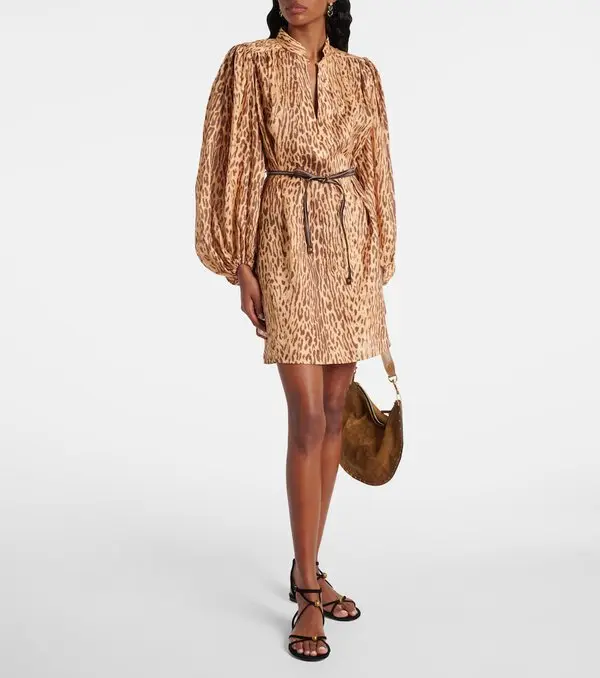 Zimmermann Cascadian Leopard-print Linen Tunic - Beige
