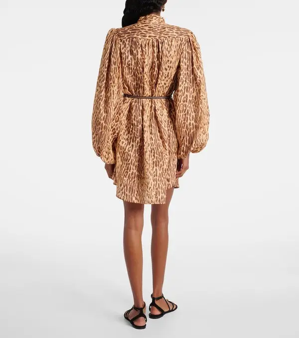 Zimmermann Cascadian Leopard-print Linen Tunic - Beige