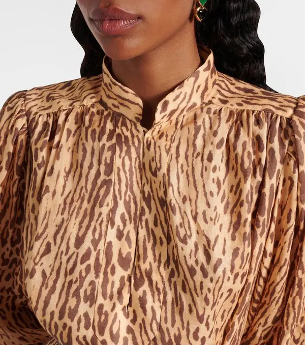Zimmermann Cascadian Leopard-print Linen Tunic - Beige