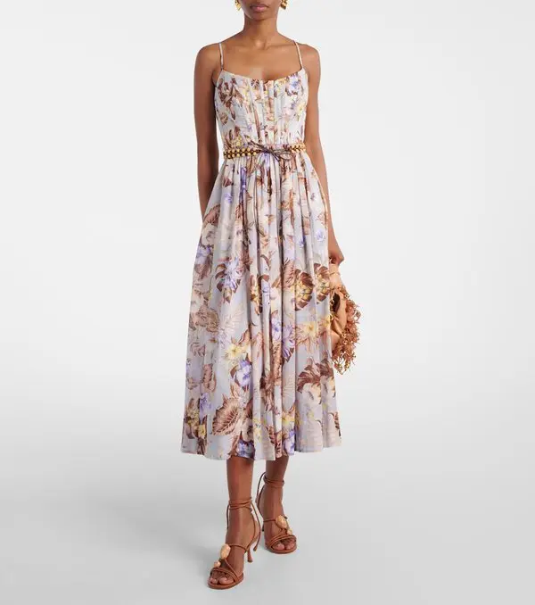 Zimmermann Rhiannon Floral Cotton Bustier Dress