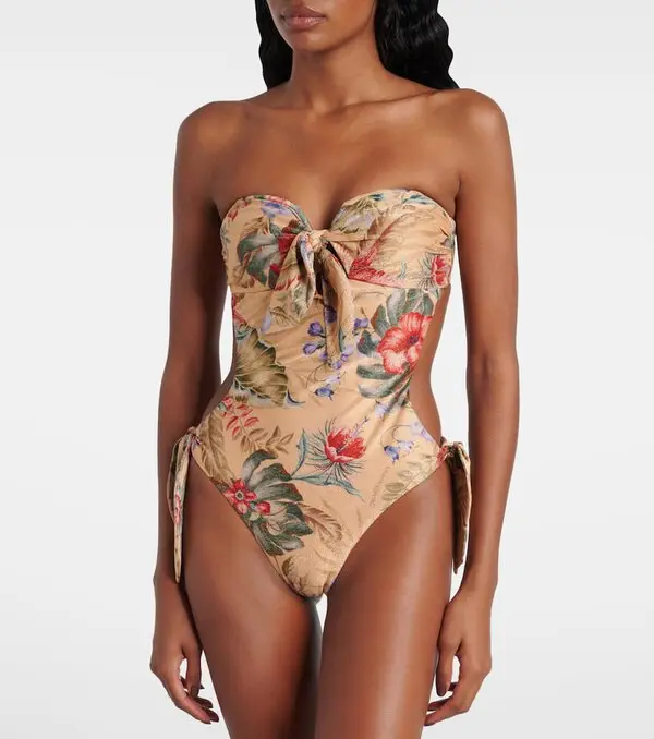 Zimmermann Coco Bow-detail Floral Swimsuit - Multicoloured