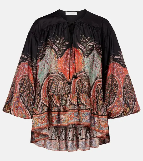 Zimmermann Rhiannon Ruffled Silk Top - Multicoloured
